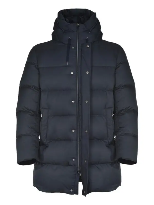 Herno Long-sleeved Hooded Down Jacket - Dark Blue