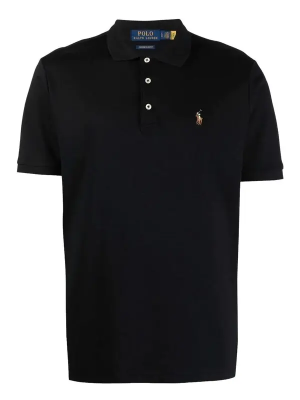 Polo Ralph Lauren Logo Embroidered Short-sleeved Polo Shirt - Black