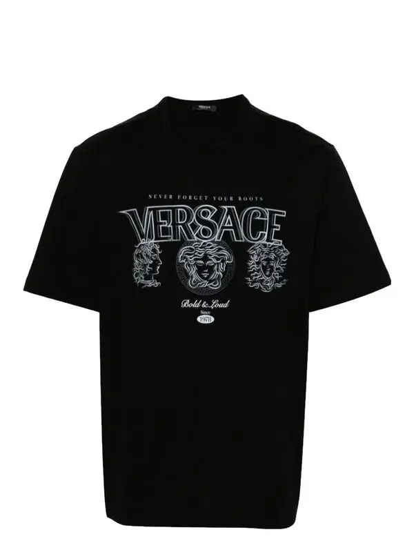 Versace Logo-print Cotton T-shirt - Black