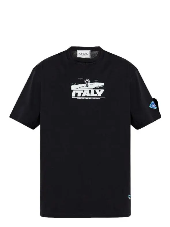 Iceberg Round-neck Logo T-shirt - Black