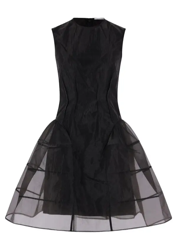 Cecilie Bahnsen Pleated Organza Mini Dress - Black