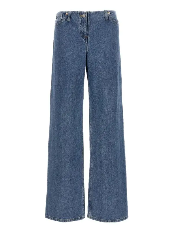 Magda Butrym Ultra Low Waist Wide Leg Denim Jeans - Blue