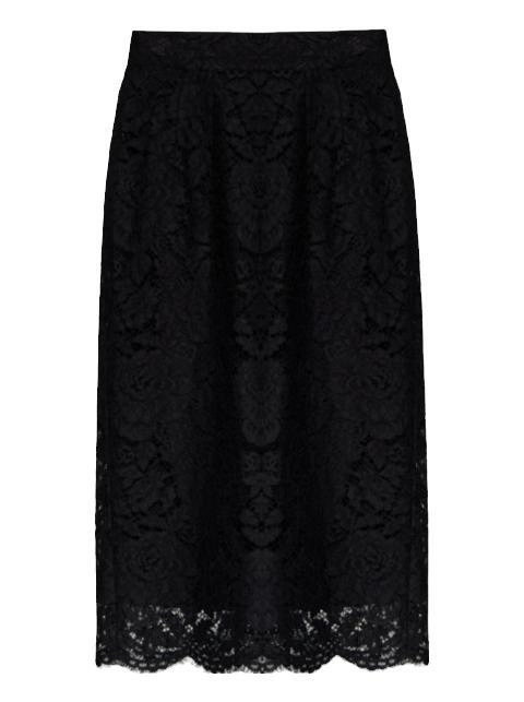 Dolce & Gabbana High Waist Lace Skirt - Black