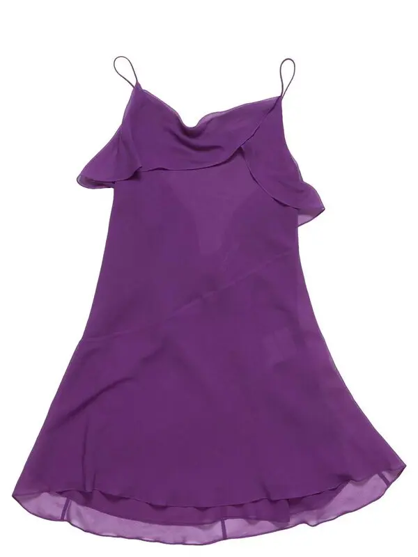 Acne Studios Ruffled Bow Silk Georgette Mini Dress - Purple