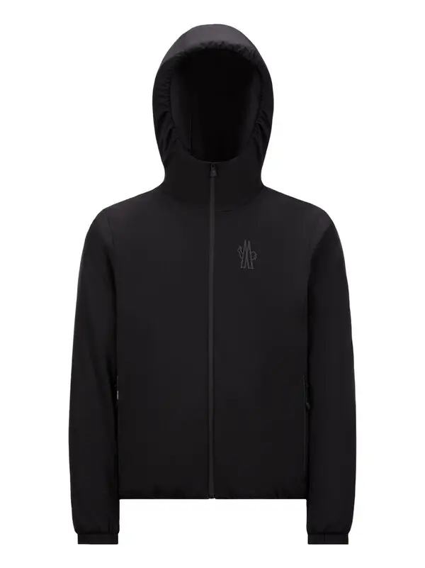 Moncler Logo Printed Hooded Jacket - Black