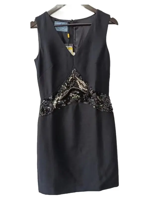 Prada V-neck Sleeveless Embellished Dress - No