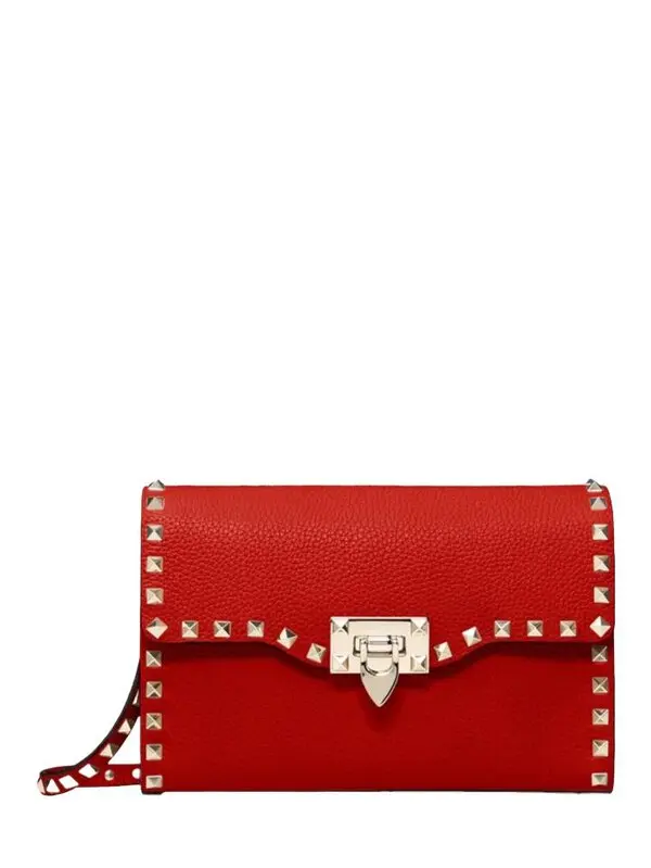 Valentino Garavani Rockstud Foldover Top Shoulder Bag - Red