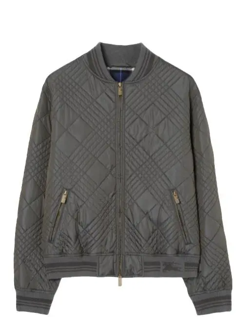 Burberry Micro Check-stitch Rakedwood Bomber Jacket - Washed Ash