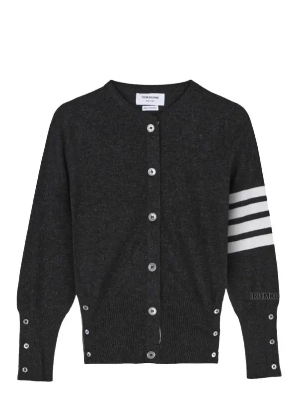 Thom Browne Four-bar Striped Buttoned Cardigan - Dark Gray