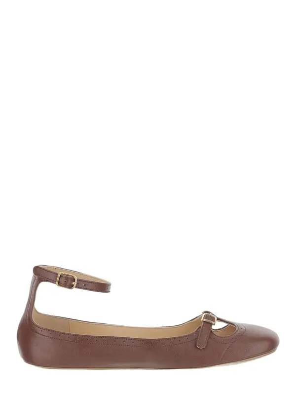 Chloé Ankle Strap Ballet Flats - Brown
