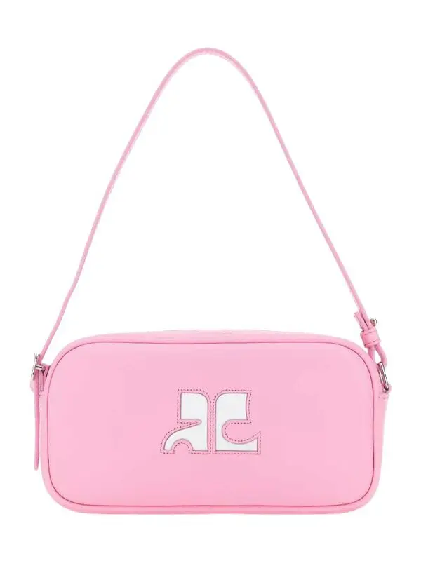COURREGES Courrèges Logo Patch Zip-up Shoulder Bag - Pink