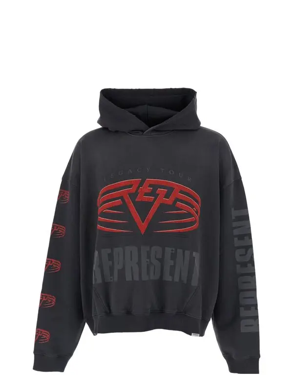 REPRESENT Long-sleeved Hooded Sweatshirt With Maxi Logo Print - Grey