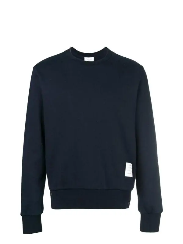 Thom Browne Long Sleeve Sweatshirt With Signature Stripes - Navy Blue