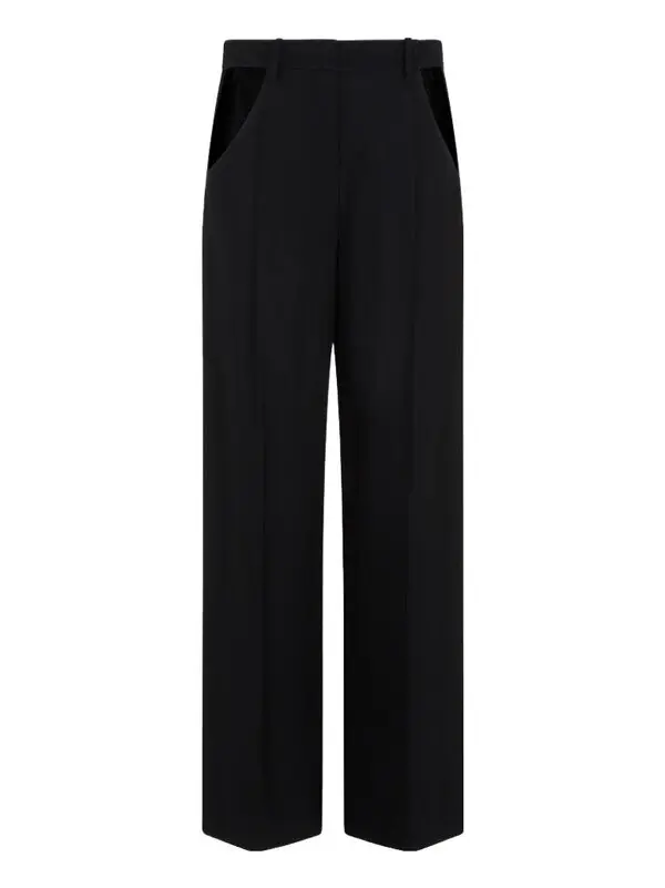 MUGLER Cut-out Wide-leg Trousers - Black