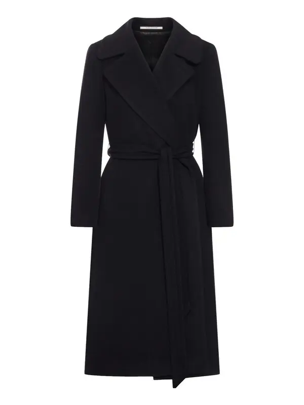 Tagliatore Belted Wool Coat - Black