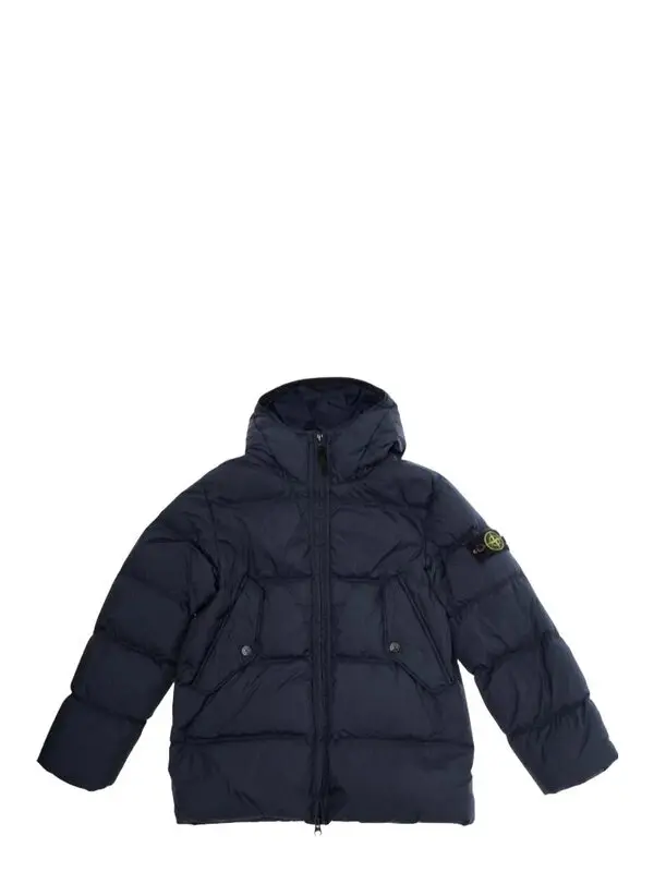 Stone Island Hooded Quilted Down Jacket - Blue