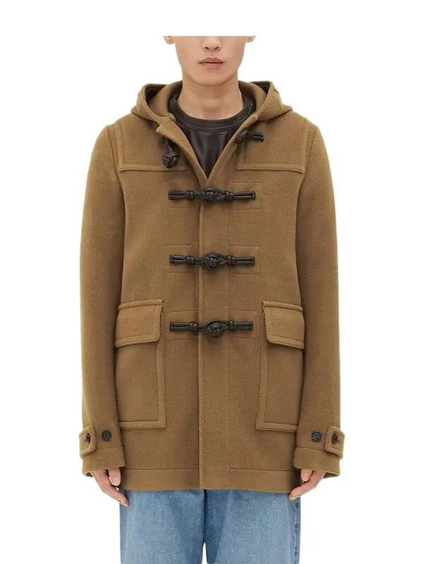 Bottega Veneta Duffle Coat With Woven Leather Buttons - Acorn Color