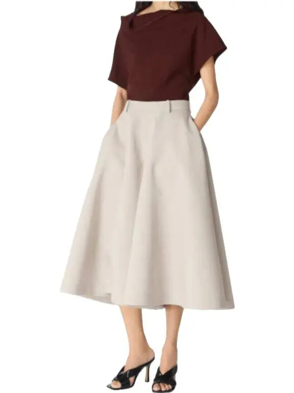 Bottega Veneta Silk And Cotton Twill A-line Culottes - Gray Putty