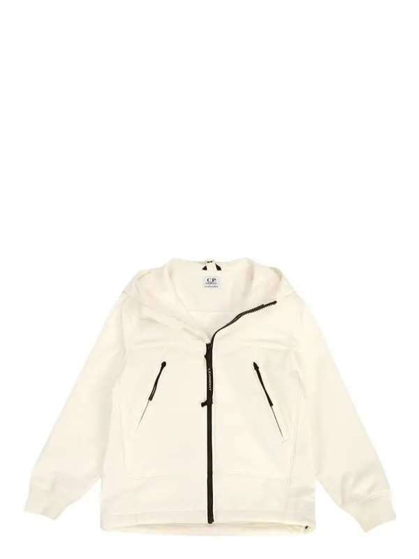 C.P. COMPANY Long Sleeve Hooded Zip Jacket With Goggle Detail - White