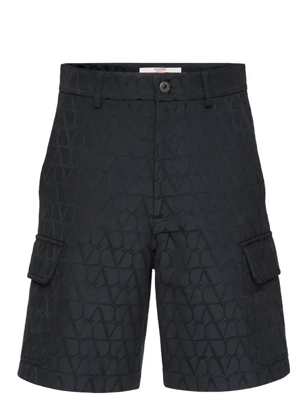 Valentino Garavani Toile Iconographe Cotton Shorts - Navy Blue