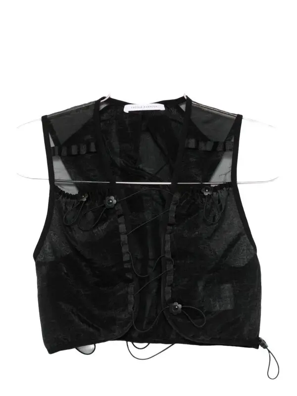 Cecilie Bahnsen Sleeveless Lace-up Cropped Vest - Black