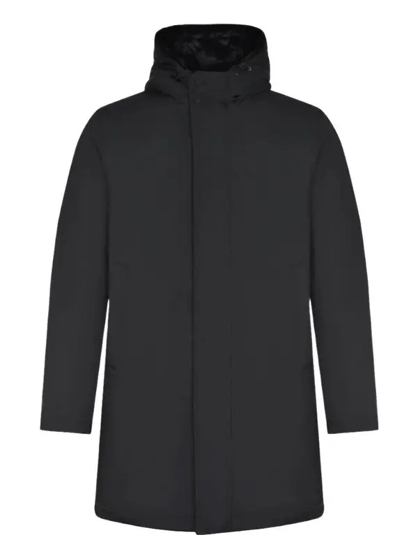 Herno Light Faux Fur Hooded Long Parka - Black