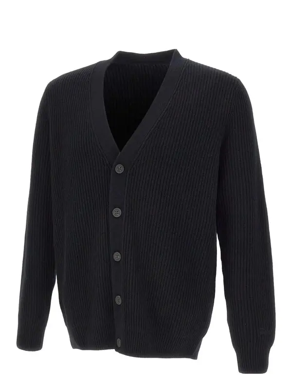 MC2 SAINT BARTH Herrison Ribbed V-neck Cardigan - Black
