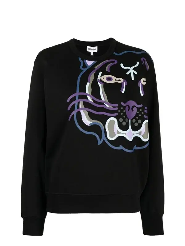 Kenzo Tiger Print Crewneck Sweatshirt - Black