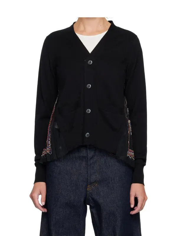 Sacai Paisley Panel Cardigan - Black