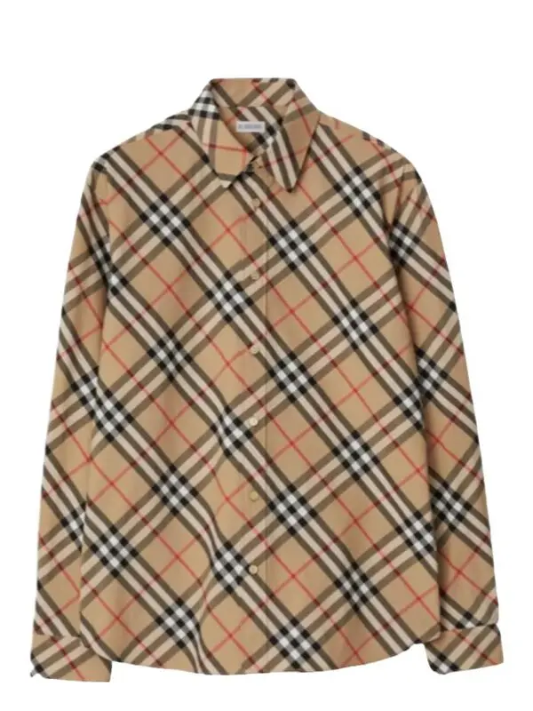 Burberry Long Sleeved Checked Shirt - Sand-colored