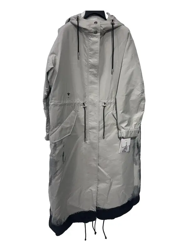 Dior Long-sleeved Hooded Jacket With Drawstring And Snap Closure - Gray