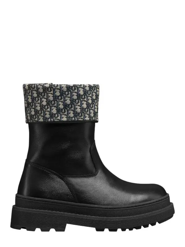 Dior Round-head Short Boots With Oblique Print - Black