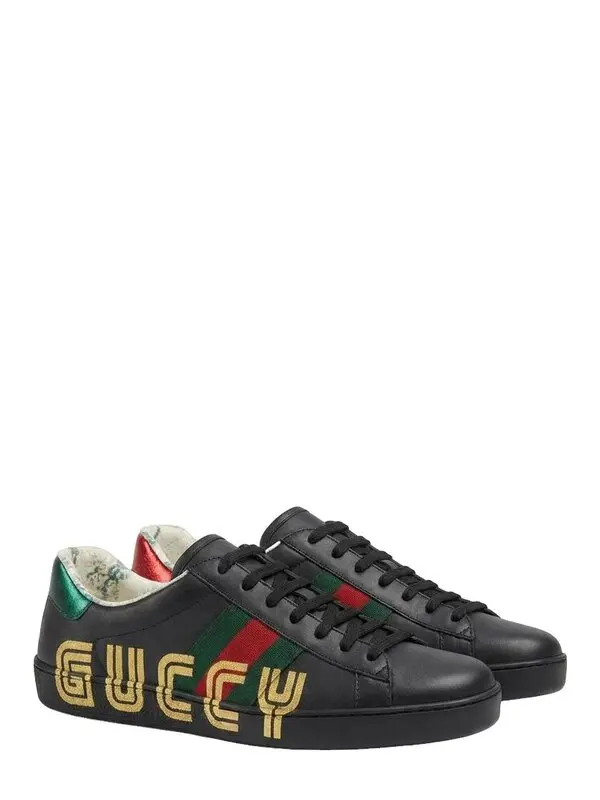 Gucci Ace Striped Casual Sneakers - Black