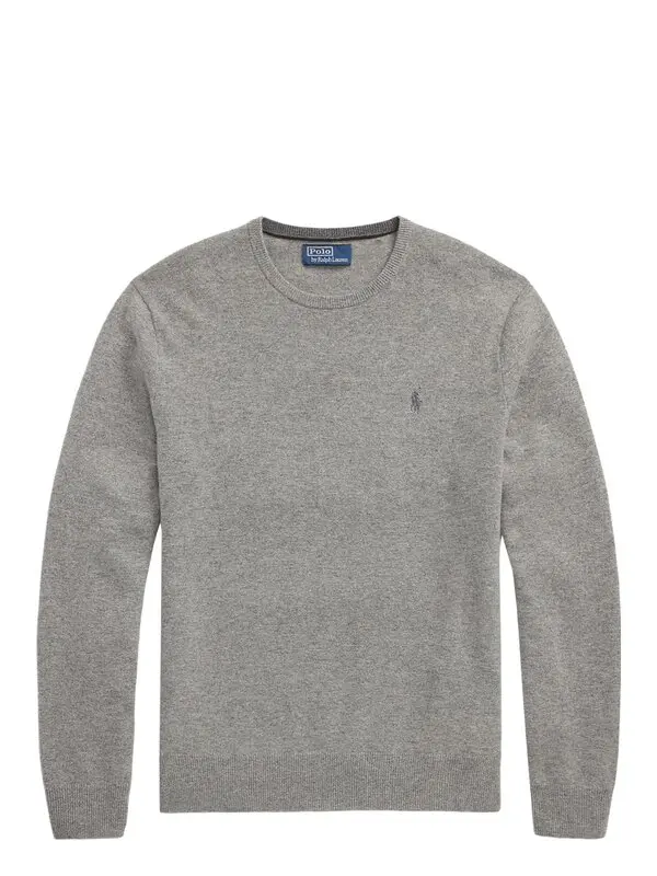 Polo Ralph Lauren Crewneck Logo Embroidered Knit Jumper - Fawn Grey Heather