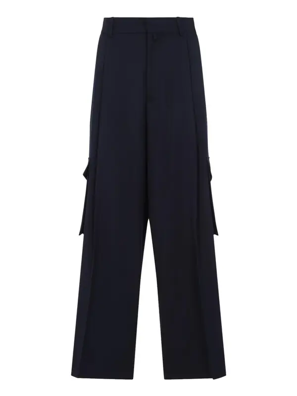 Dries Van Noten Wide-leg Wool Cargo Trousers - Navy