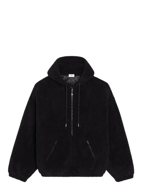 Celine Zipped Fleece Hoodie With Rivet Embroidery - Black