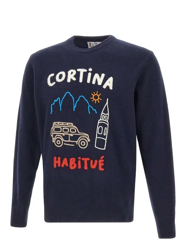 MC2 SAINT BARTH Crewneck Jumper With Embroidered Detail - Blue