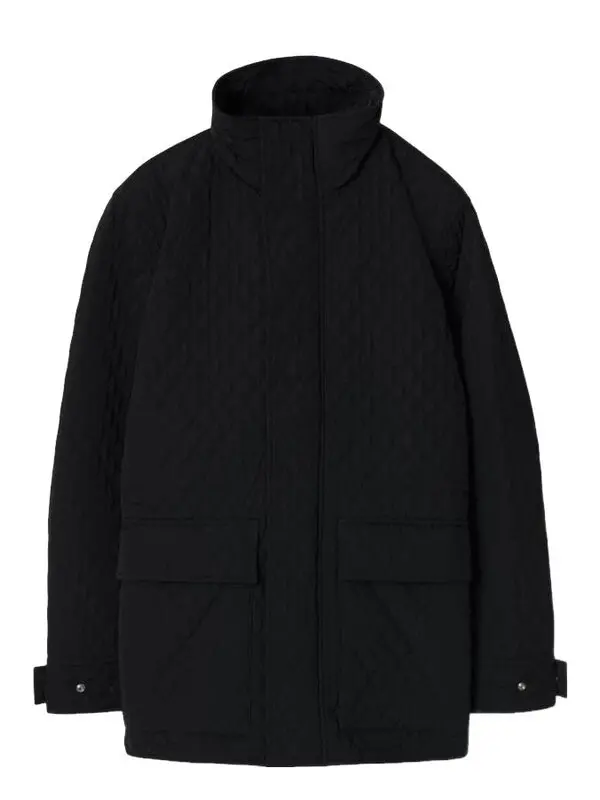 Burberry Long Sleeved Checked Hooded Jacket - Black
