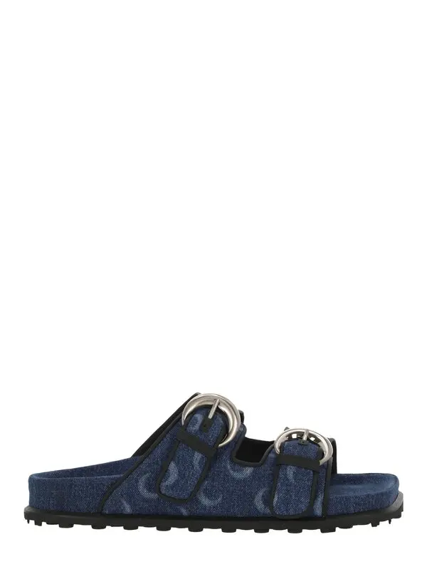 MARINE SERRE Flat Sandals With Buckle Detail - Black
