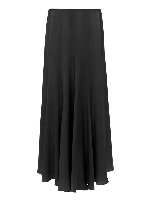 Chloé Fluid Maxi Skirt In Washed Silk Satin - Black