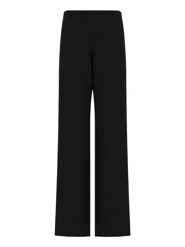 Emporio Armani High Waisted Flared Crepe Pants - Black