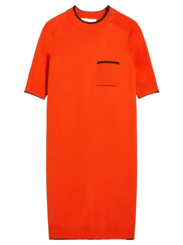 Sportmax Stretch Knit Dress With Ribbed Chest Pocket - Red