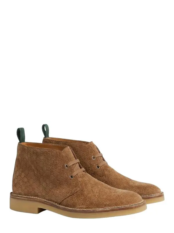 Gucci Gg Suede Ankle Boots - Camel
