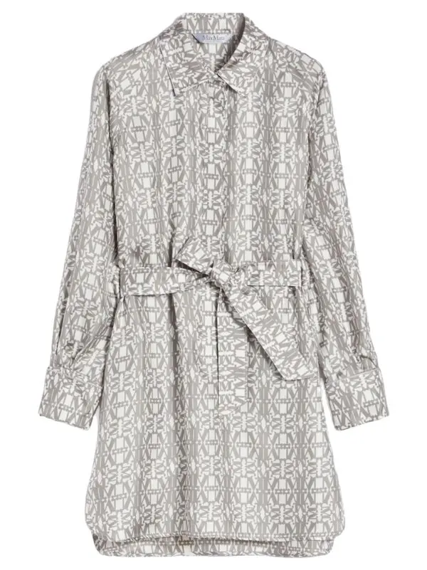 Max Mara Graphic Print Long-sleeve Shirt Dress - Seda