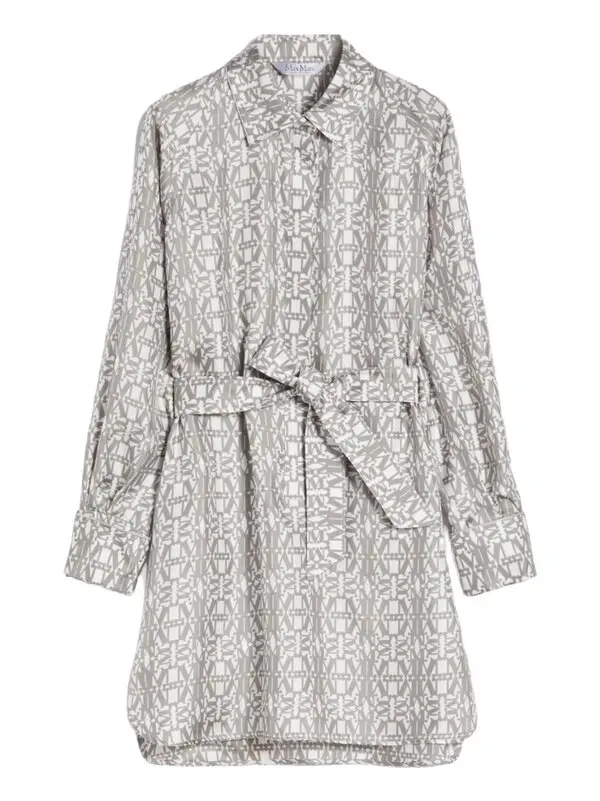 Max Mara Graphic Printed Long-sleeved Shirt Dress - Seda