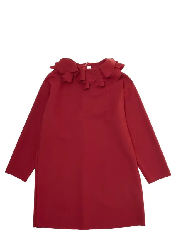 IL GUFO Ruffled Straight Hem Dress - Red