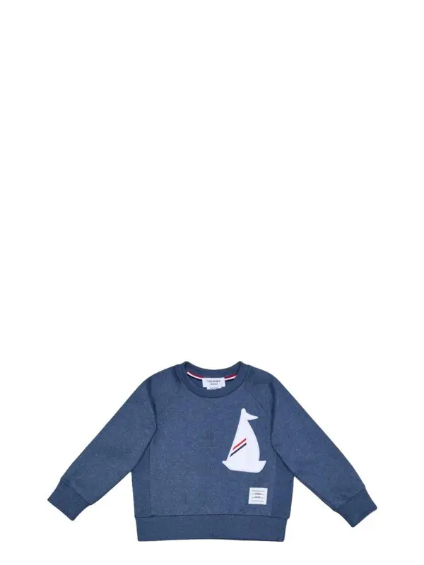Thom Browne Embroidered Cotton Sweatshirt - Deep Blue