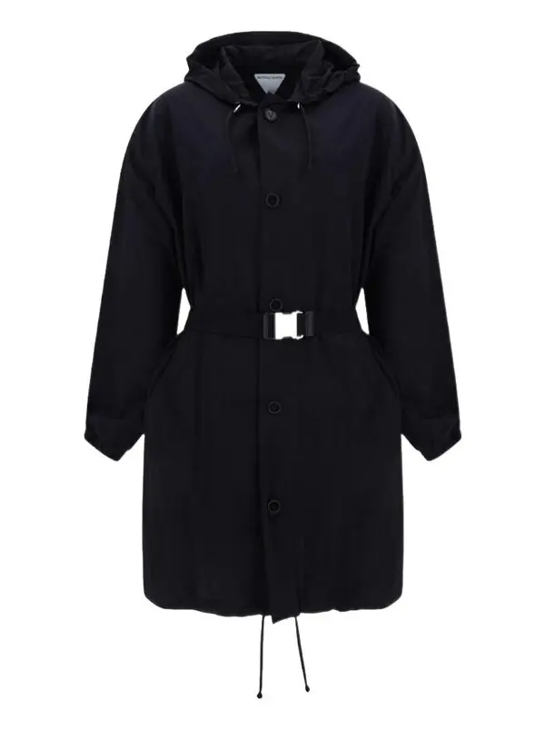 Bottega Veneta Hooded Belted Coat - Black