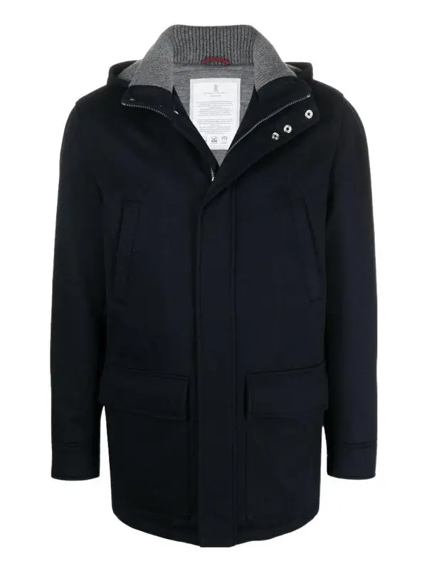 Brunello Cucinelli Hooded Coat - Navy Blue