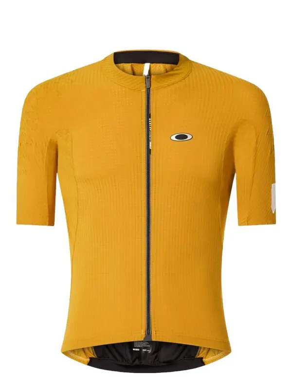 Oakley Gridskin Pinstripe Ss Textured Zip Jersey - Amber Yellow